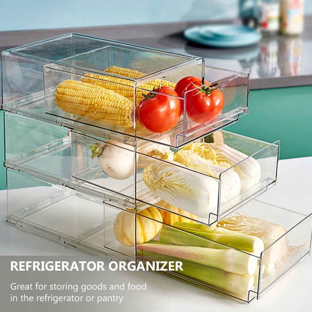 PTOOTP 1Set Stackable Plastic Fridge Organizer Drawer for Food Storage ...