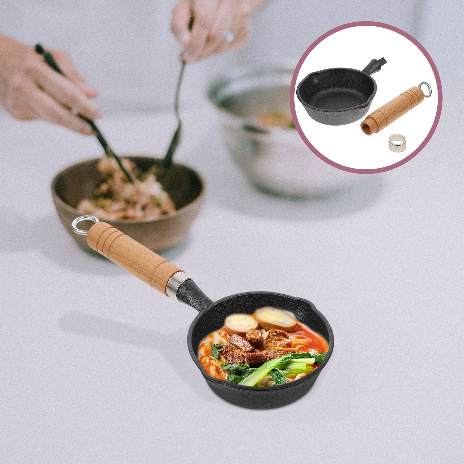 PTOOTP 1Set Portable Cooking Pan Cast Iron Even Heat Distribution ...