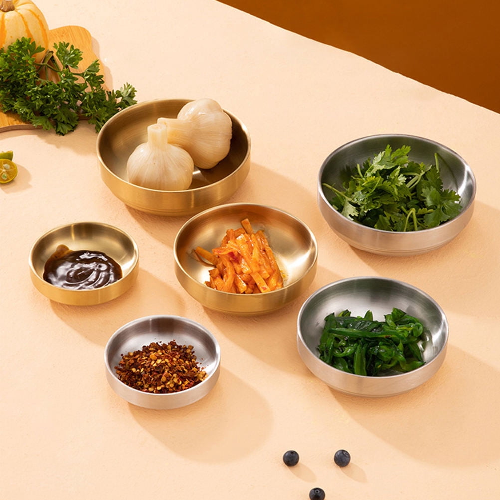 PTOOTP 1Set Sauce Dish Golden Round for Stainless Steel Sauce Dishes ...