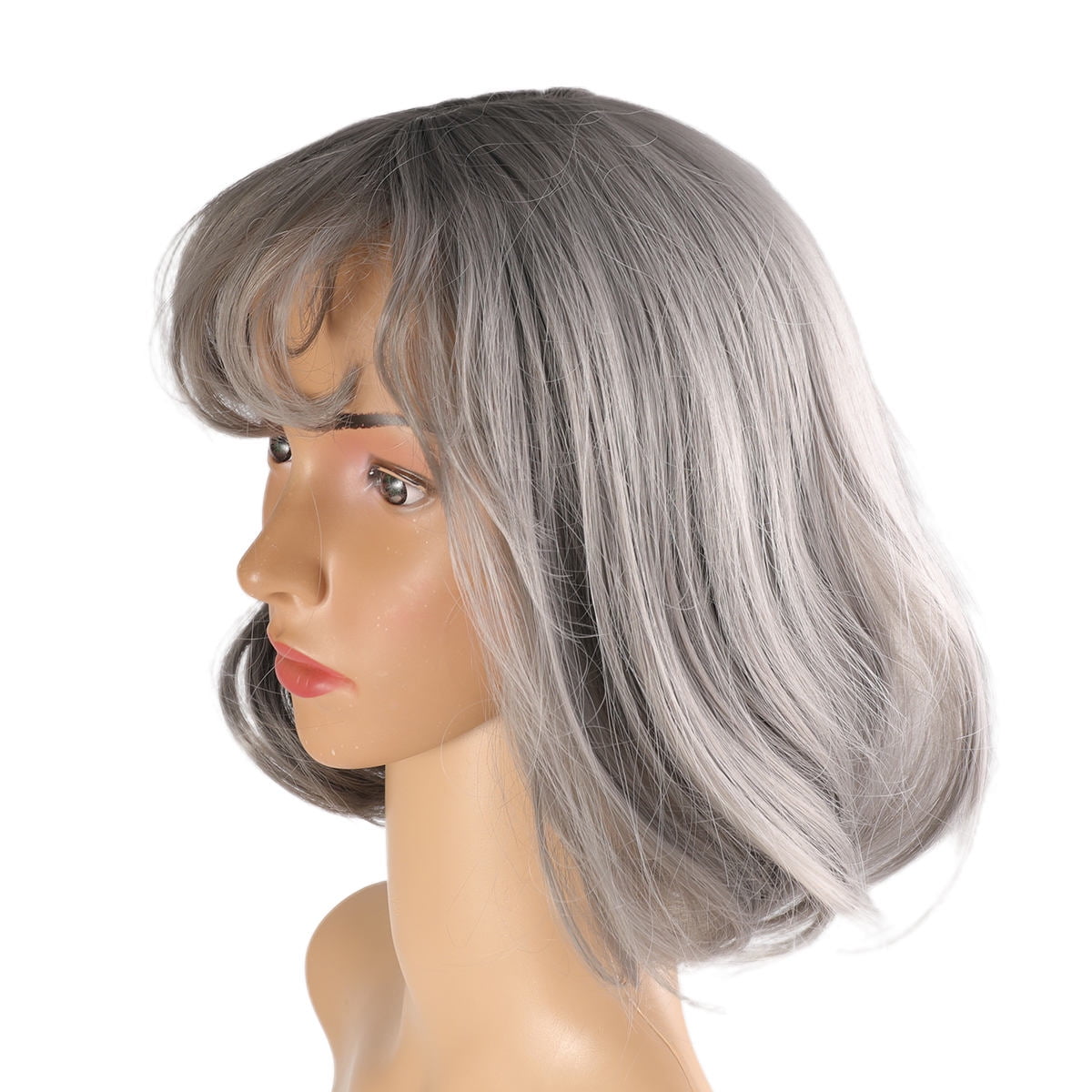 PTOOTP Grey Bob Hairpiece Short Grey Wigs Daily Use for Women 1Pcs ...