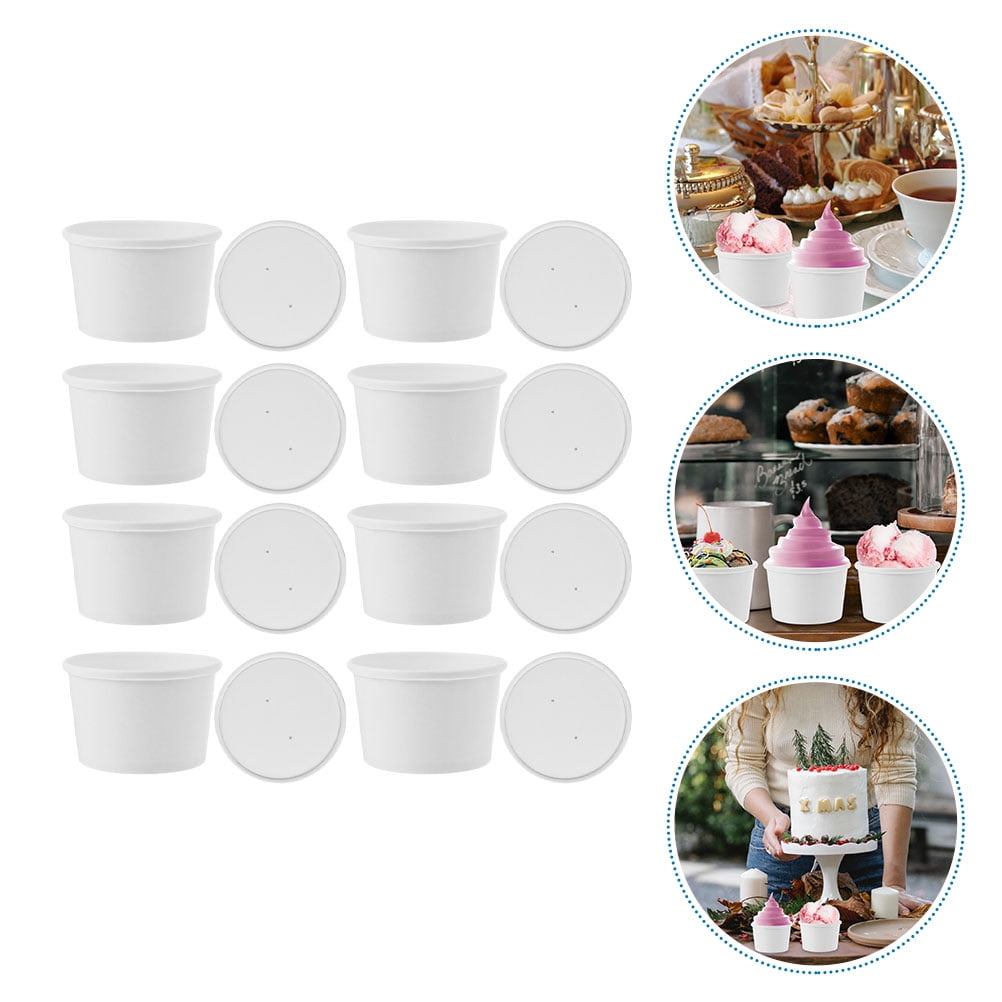 PTOOTP 20 Sets Ice Cream Packaging Bowls Paper Containers with Lids for ...