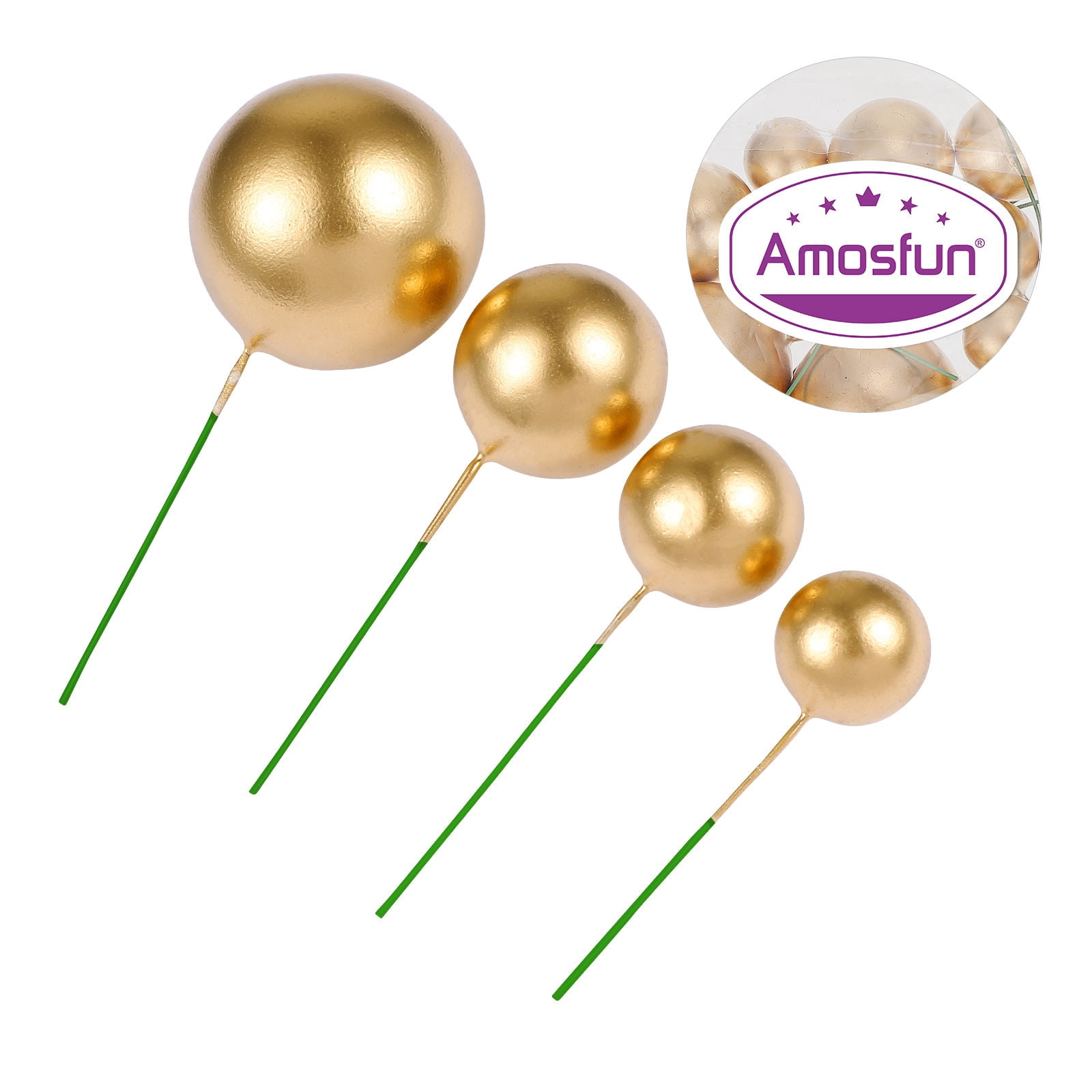 PTOOTP 20Pcs Cake Toppers Golden Round Shape for Birthday Party ...