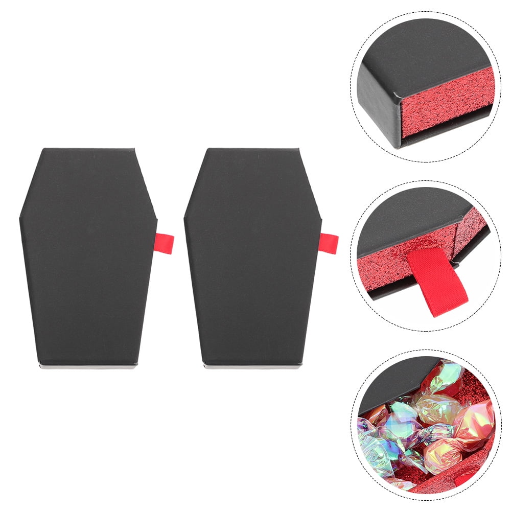 PTOOTP Mini Coffin Jewelry Box Black Paper 2Pcs for Guests and Children ...