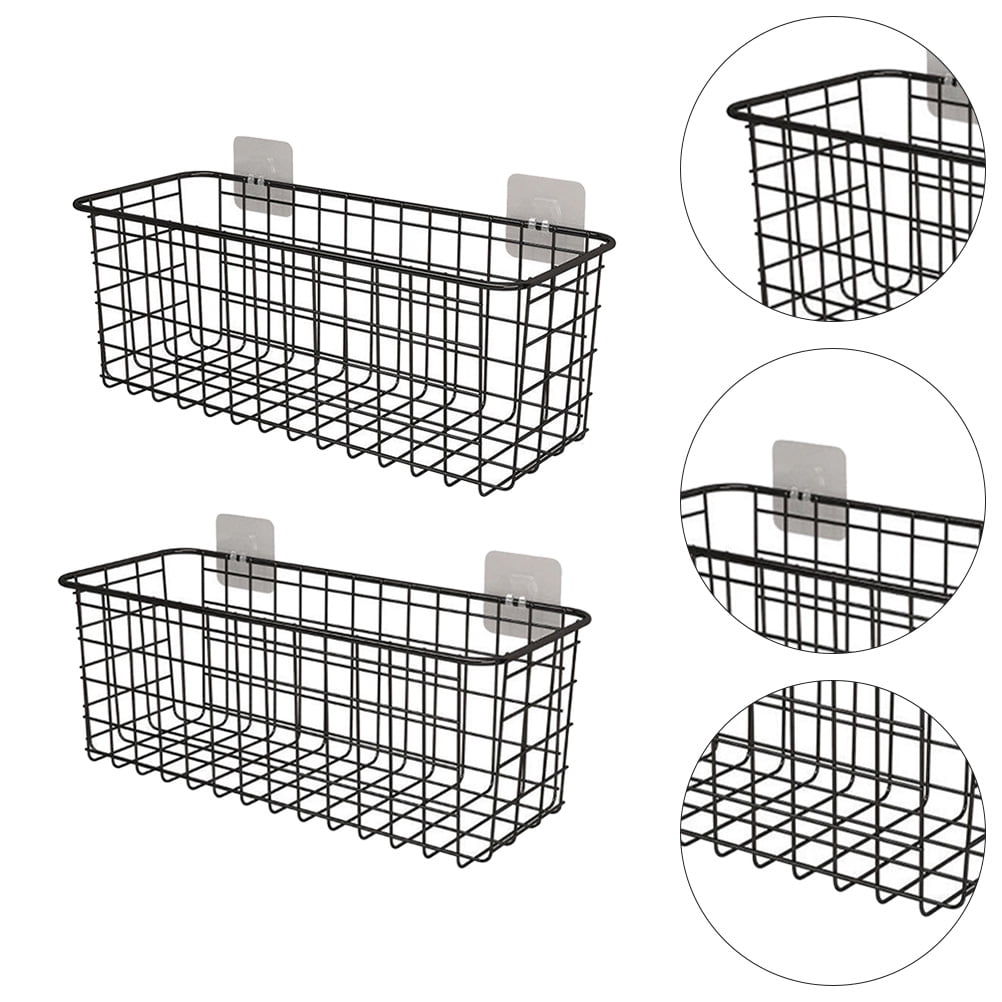 PTOOTP 2Pcs Black Wire Storage Bins for Pantry and Shelves in Kitchen ...