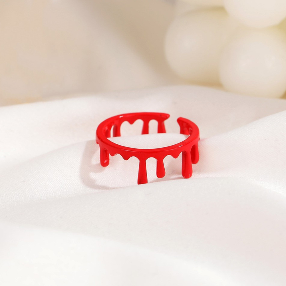 PTOOTP 2Pcs Blood Rings Red Adjustable Open Ring Design Circular Dark Theme Gothic Style ...
