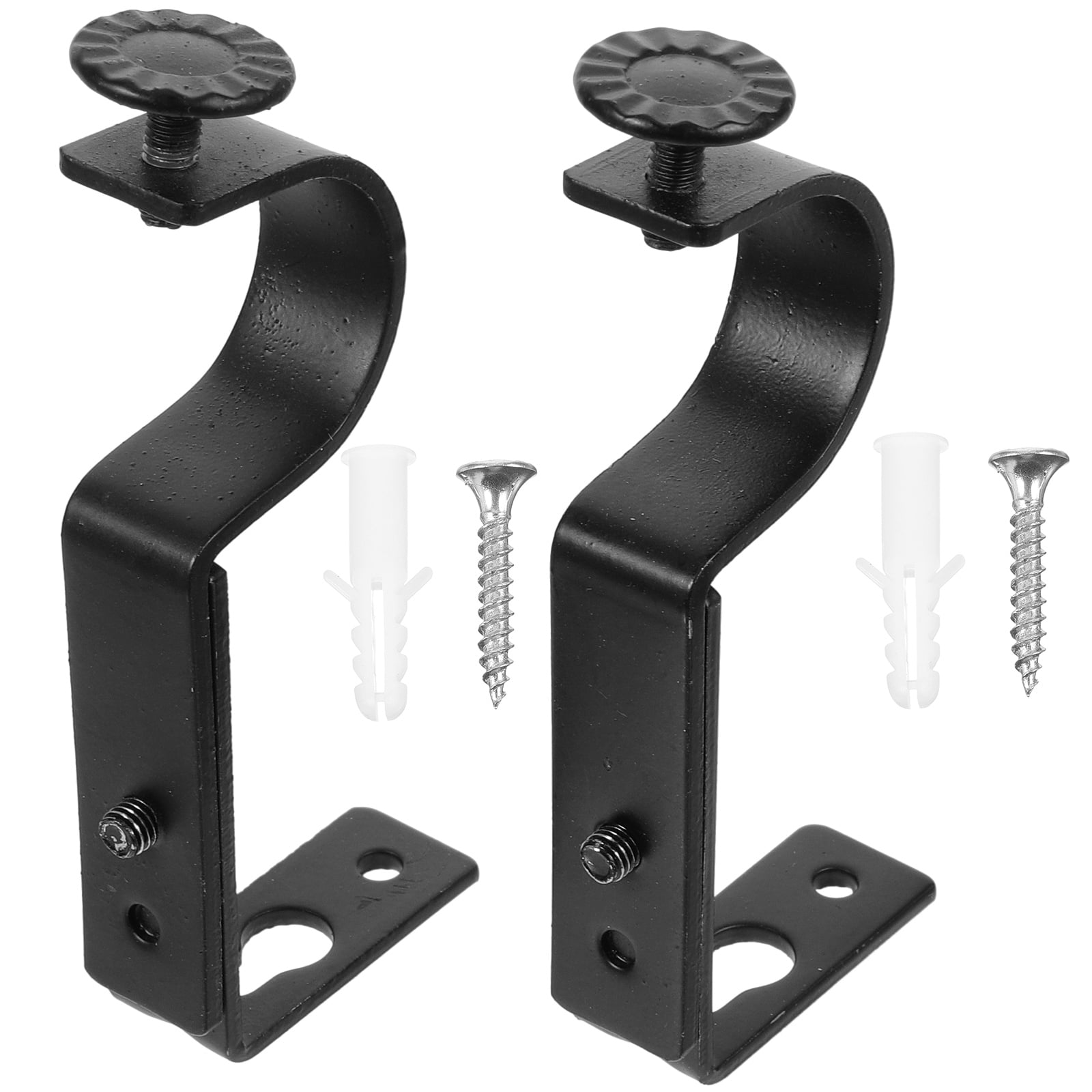 PTOOTP 2Pcs Metal Curtain Rod Brackets Square Simple Style for Interior ...