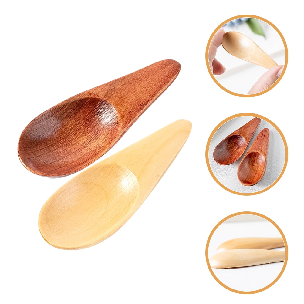 PTOOTP 2pcs Solid Wood Coffee Spoons with Compact Handle and Ergonomic ...