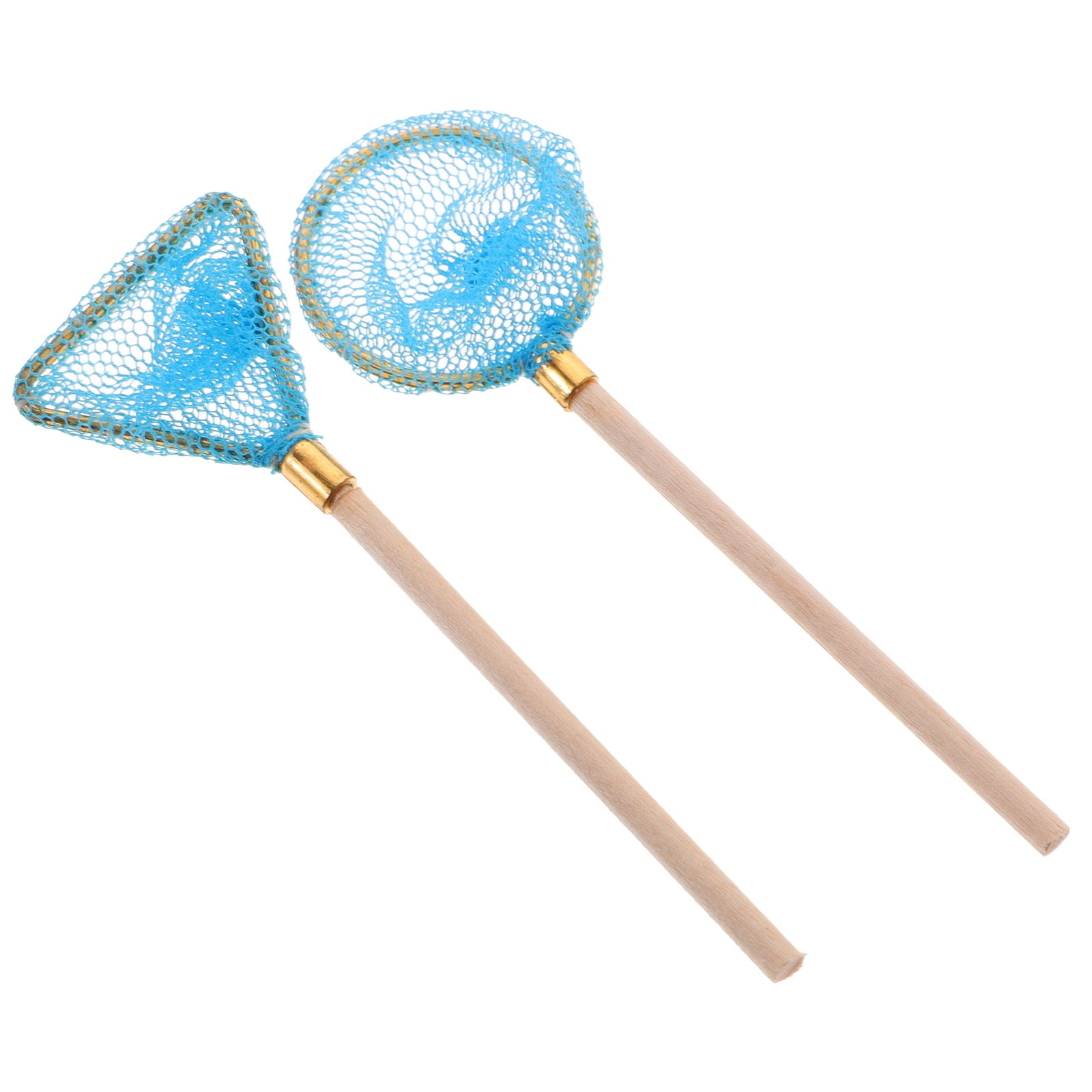 PTOOTP Wood Mini Fishing Net Blue 2Pcs 3.34x0.98x0.20in - Walmart.com