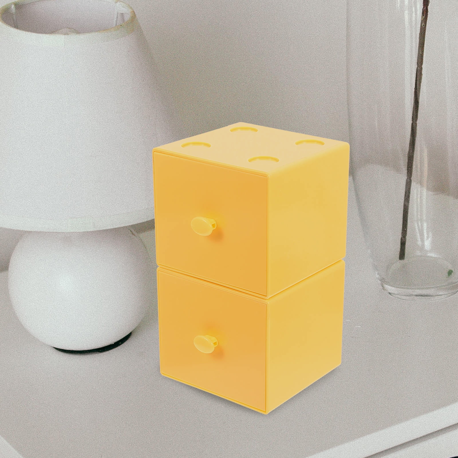 PTOOTP 2Pcs Stackable Organizer Drawers Yellow Rectangular Material ...