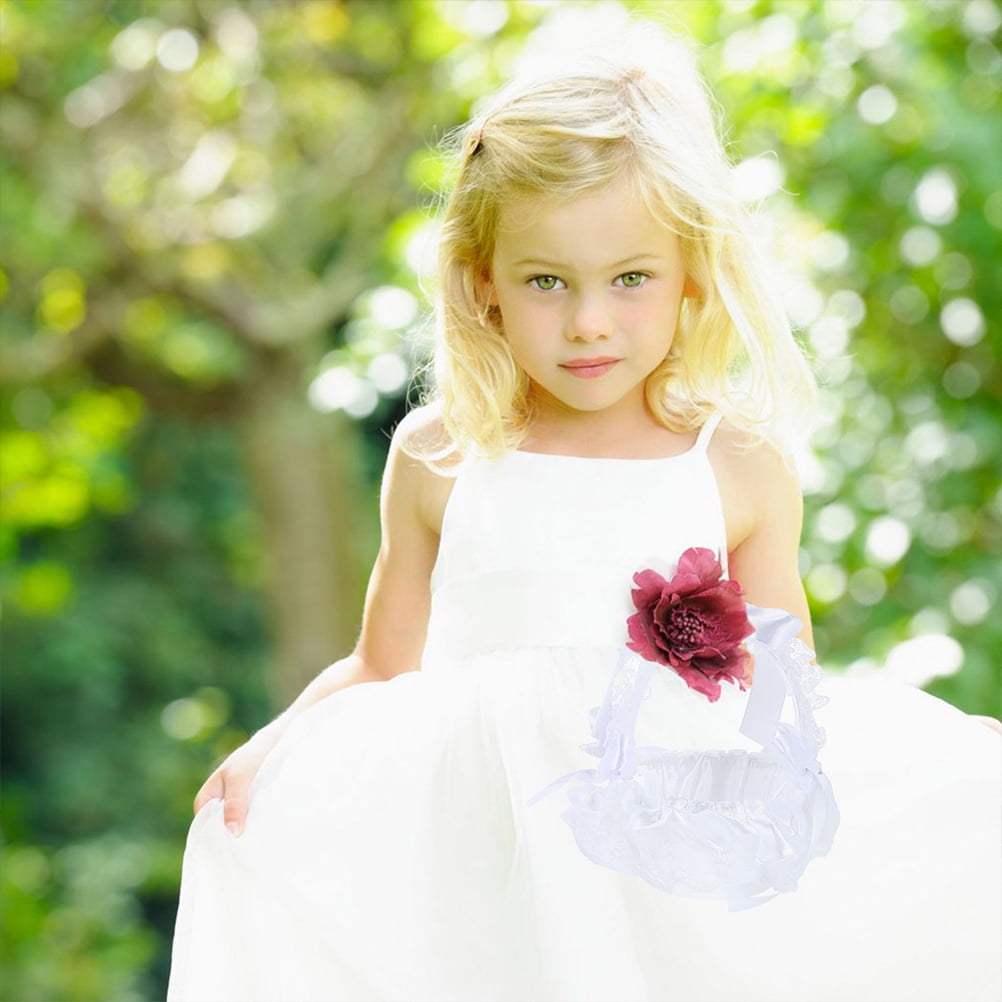 PTOOTP 2Set Flower Basket For Wedding With Lace And Cloth Elegant Design 16X13CM - Walmart.com