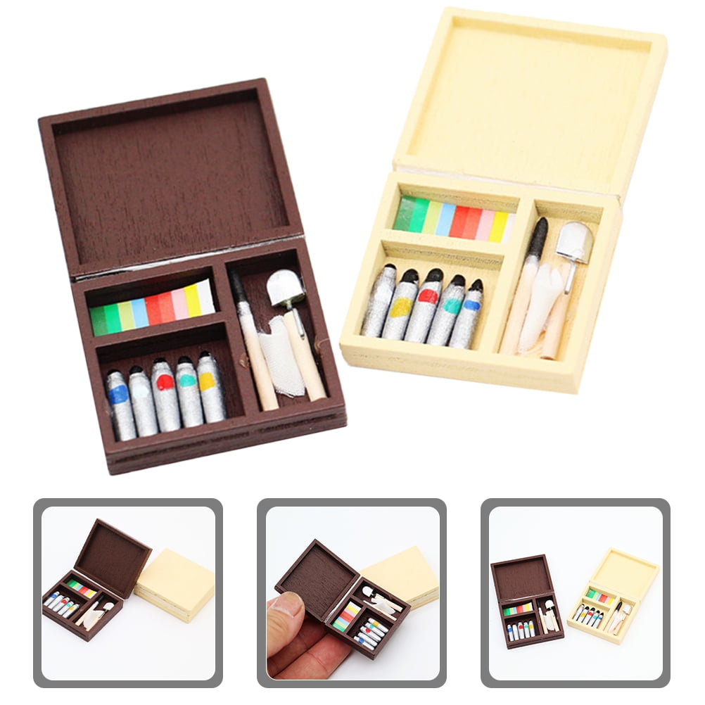 PTOOTP 2Sets Miniature Paint Box for Mini House Painting Tool Diy Mini ...