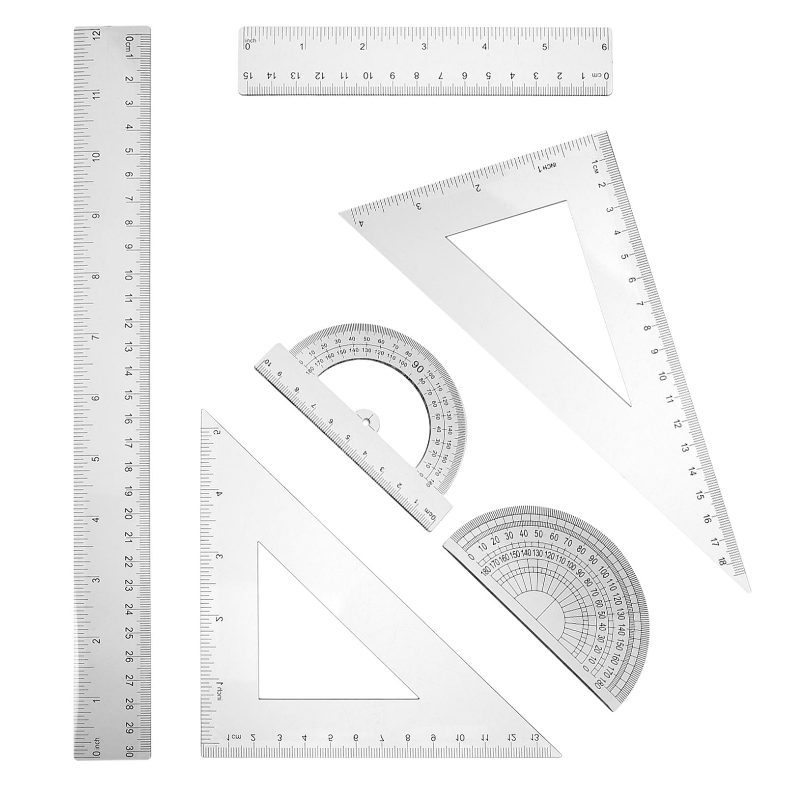 PTOOTP 2Sets Ruler Set Transparent Plastic Triangle Drawing Rule for ...