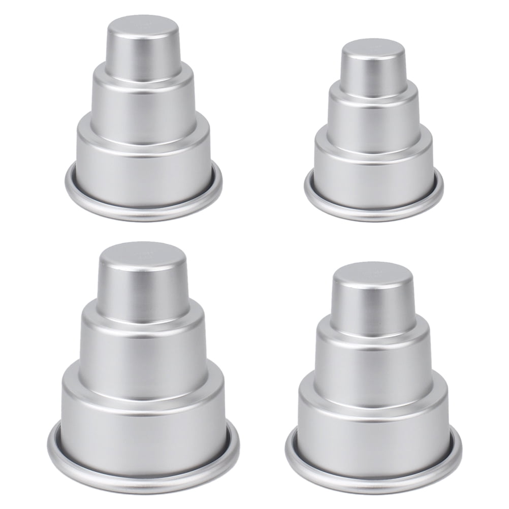 PTOOTP Silver Aluminum Cake Molds for Home and Professional Baking 4Pcs ...