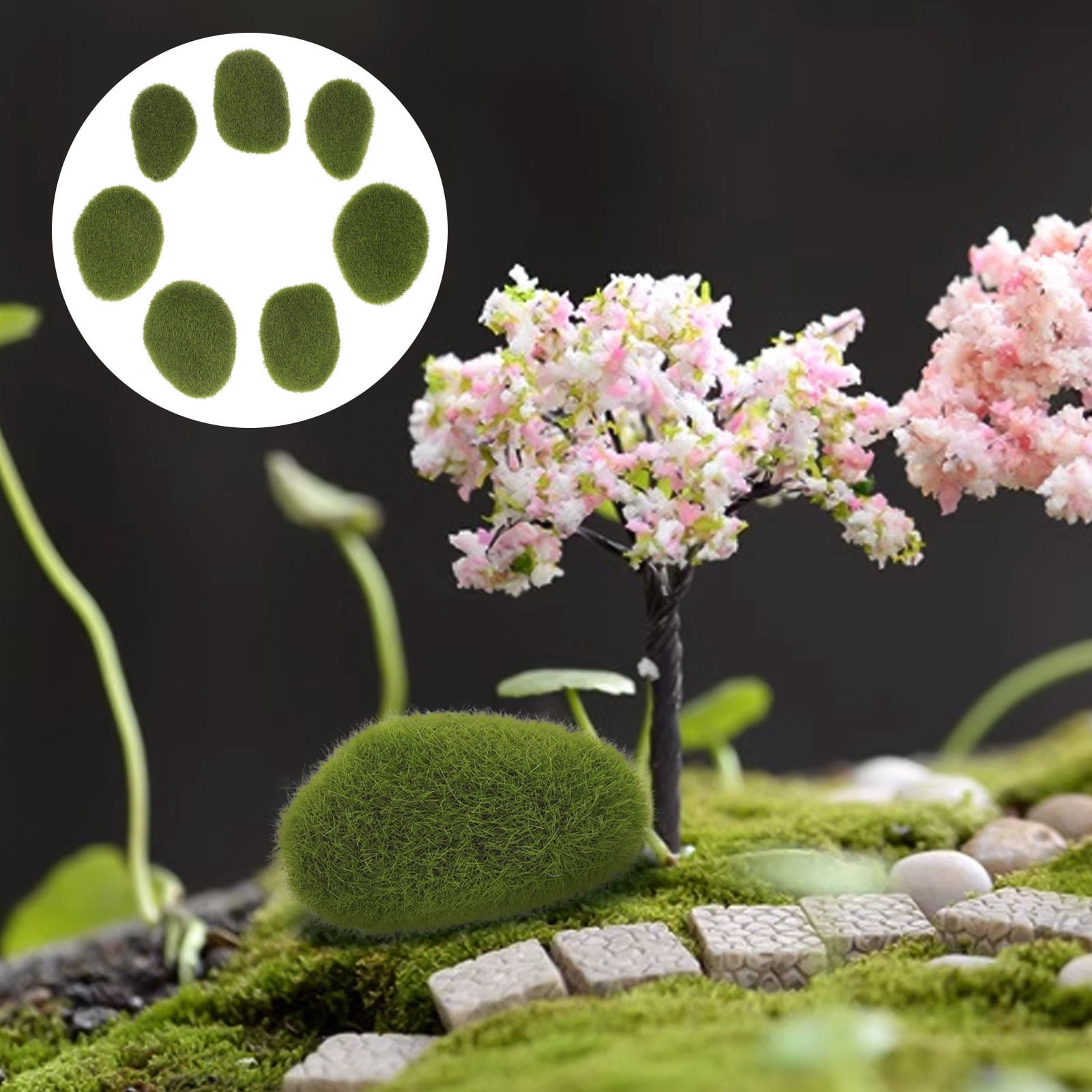 PTOOTP 30pcs Artificial Moss Stone Props Landscape Decoration Plastic ...