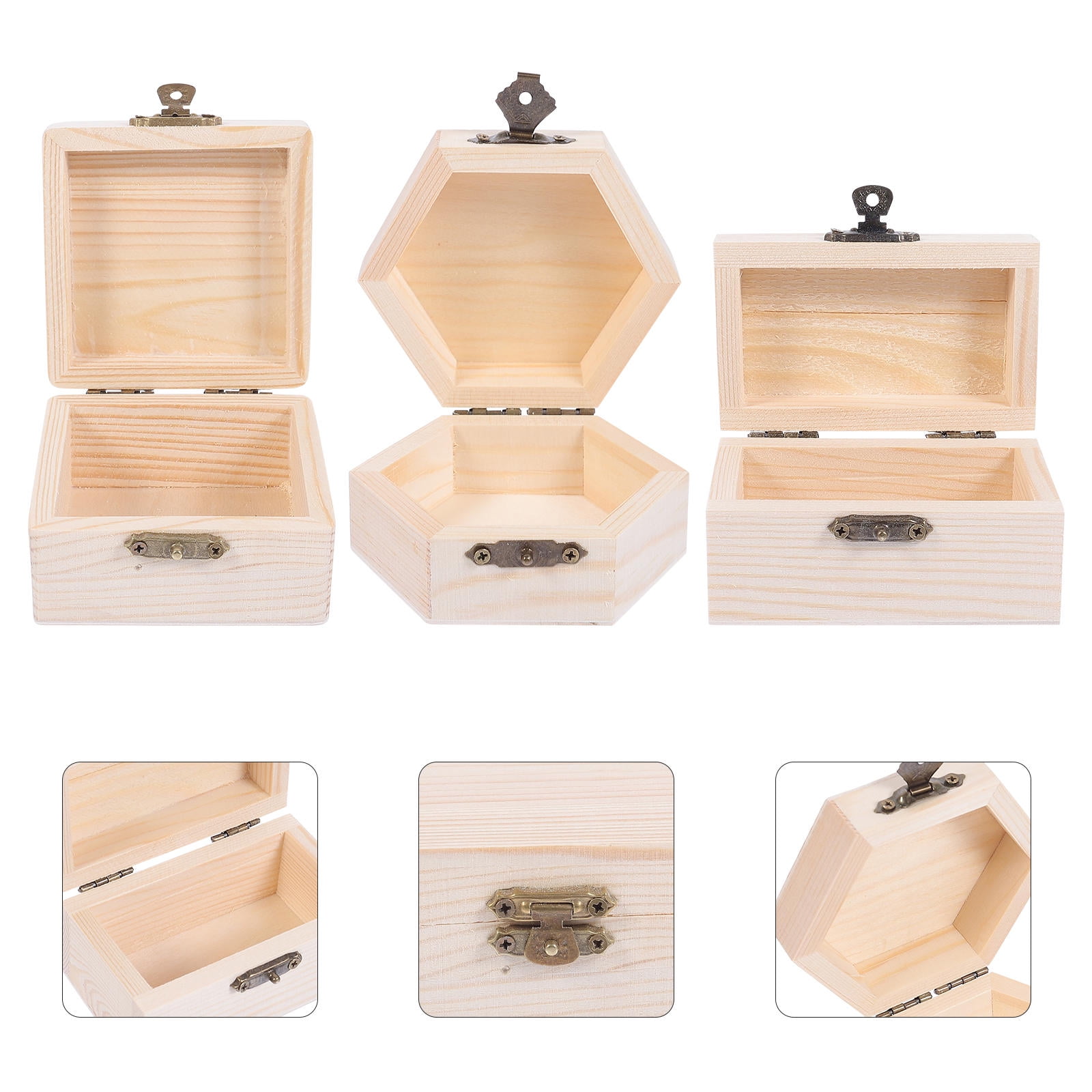 PTOOTP 3Pcs Craft Supplies for Kids Khaki Square Wooden Pieces for ...