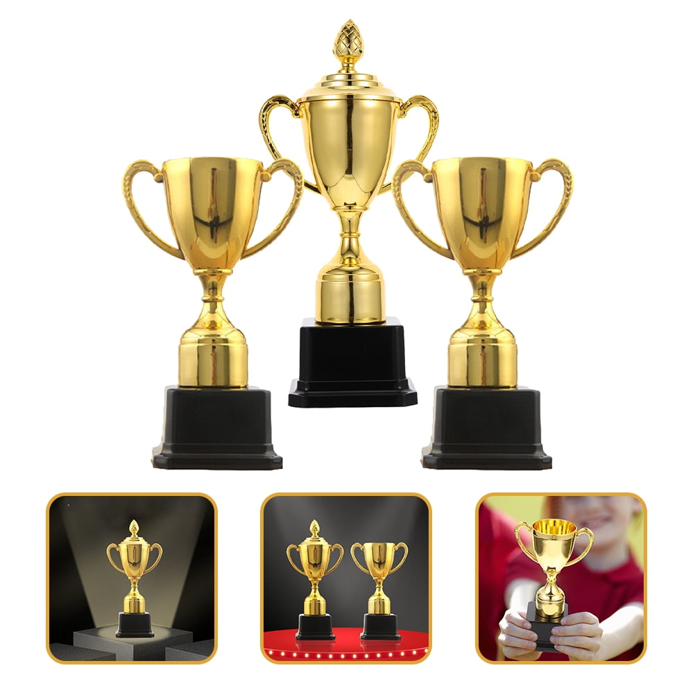PTOOTP Golden Plastic Trophy for School Competitions and Games 3Pcs ...
