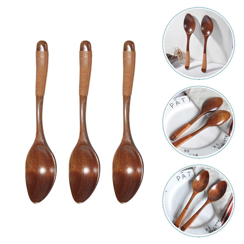 PTOOTP Brown Wooden Spoons Multipurpose Home Use Long Handle ...
