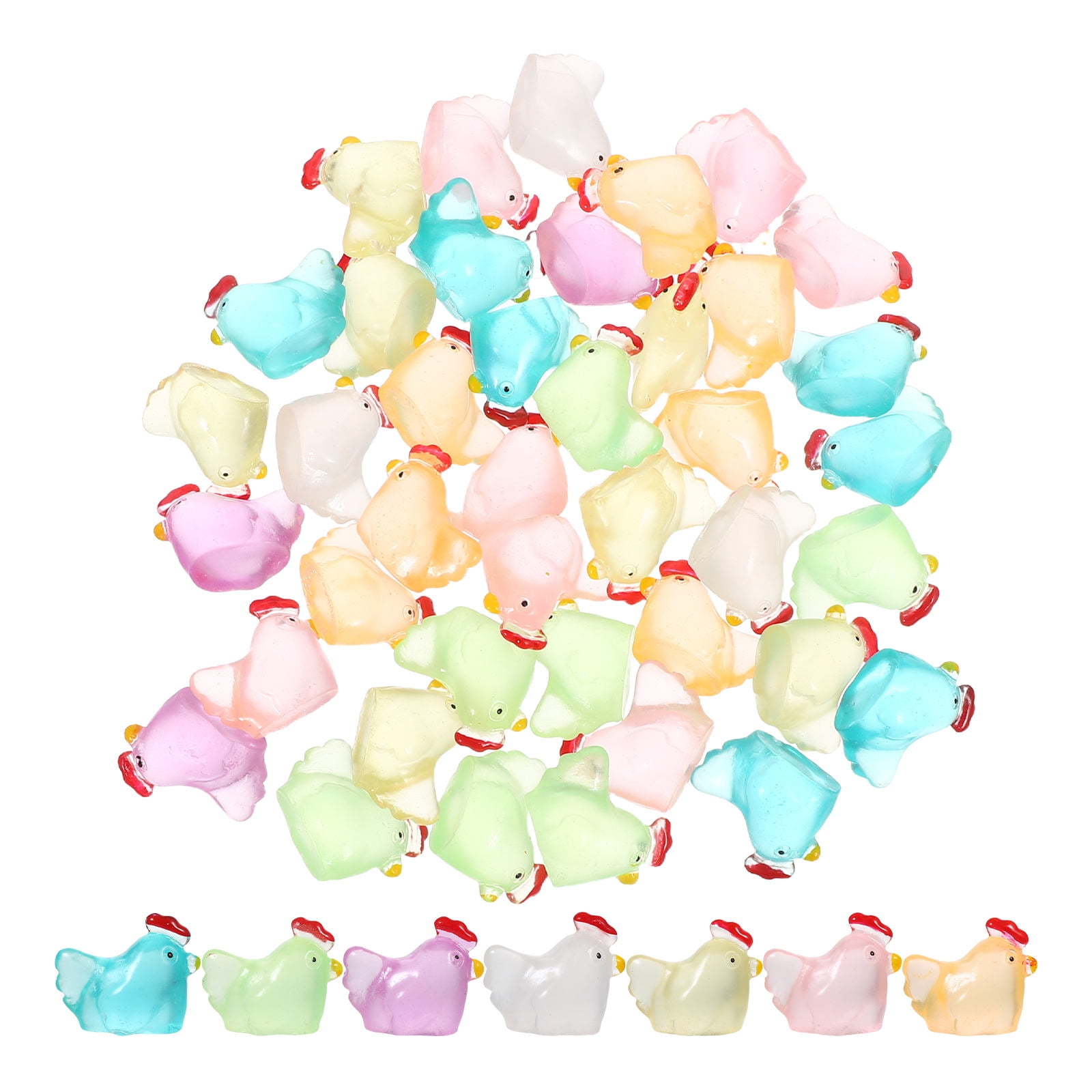 PTOOTP Chicken Mini Resin Figures Set of 48 Pieces with Night ...