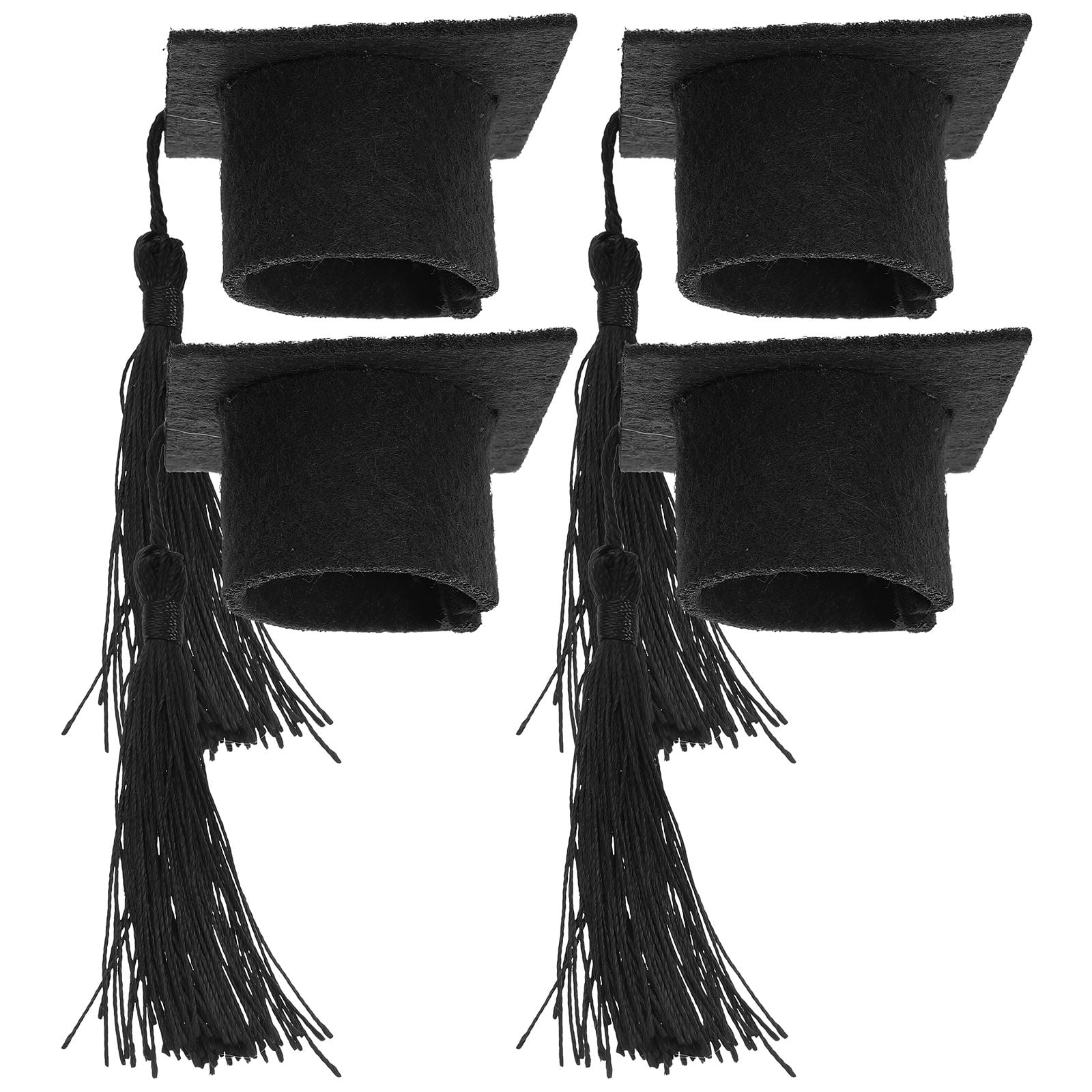 PTOOTP Graduation Party Bottle Toppers 4-Pack Black Felt Caps with ...
