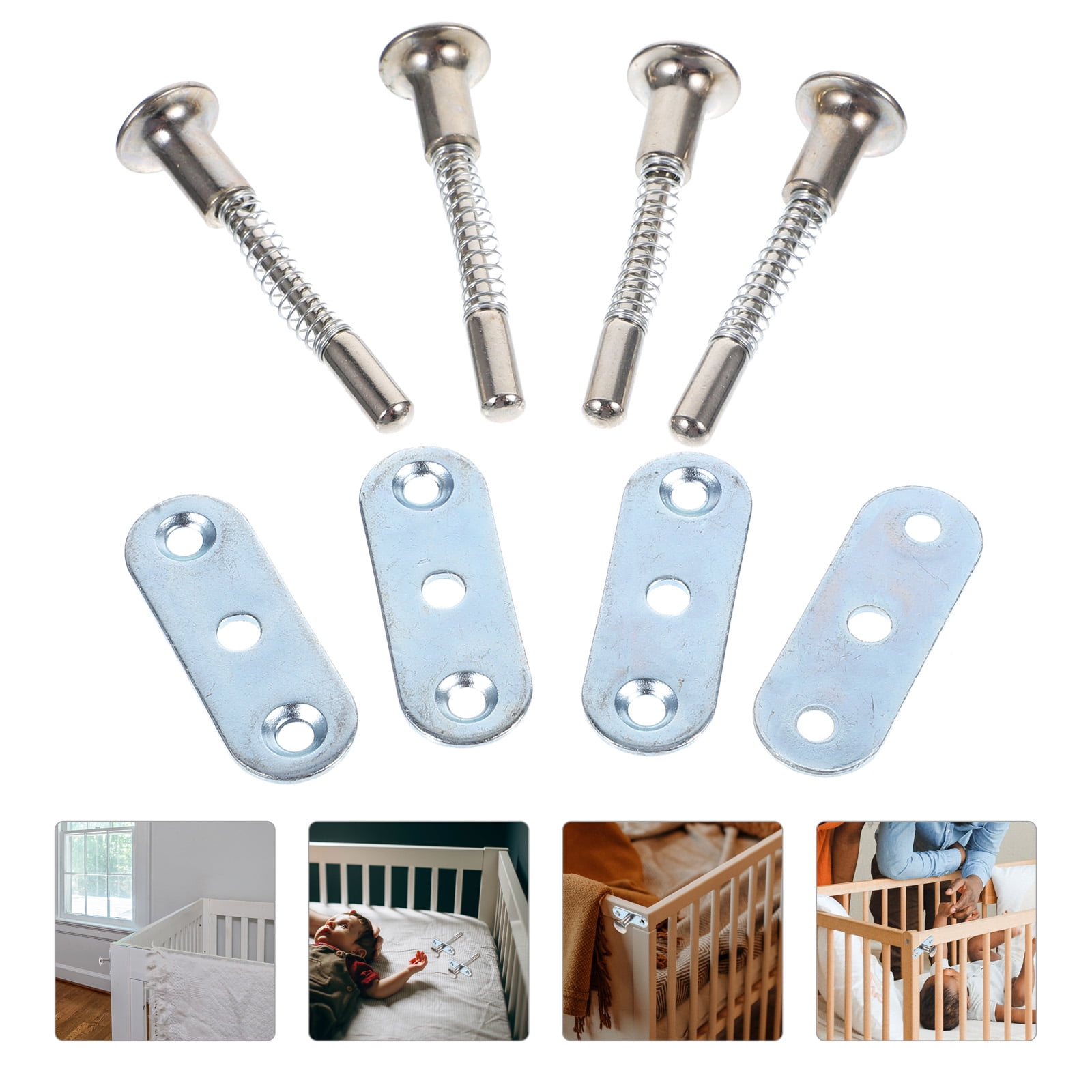 PTOOTP 4Pcs Silver Cylindrical Iron Small Spring Loaded Latch for Bed ...