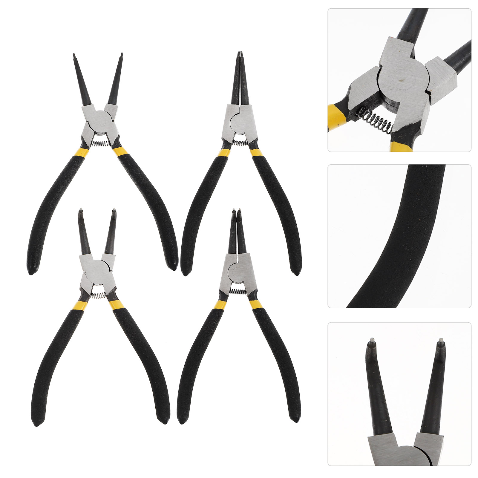 PTOOTP 4Pcs Black Steel Retaining Ring Pliers Spring Loaded Repair ...