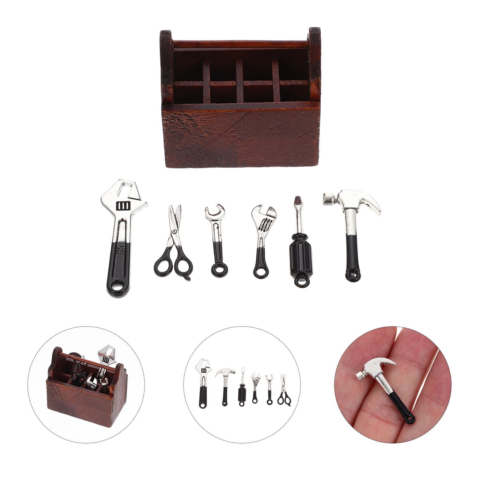 PTOOTP Tiny Tool Mini House Tool Case Wood 1 Set - Walmart.com