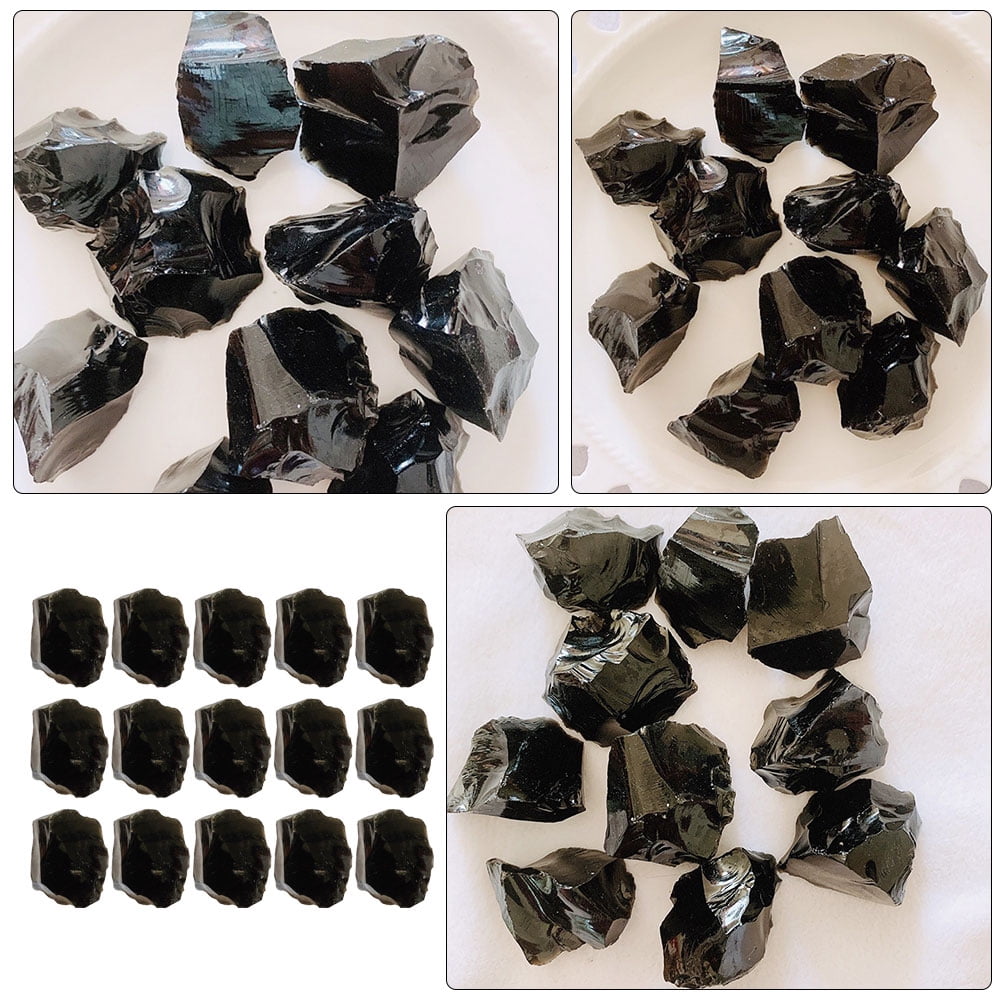 PTOOTP Obsidian Chips Natural Black Obsidian Tumbled Stones 1 Set 500g ...