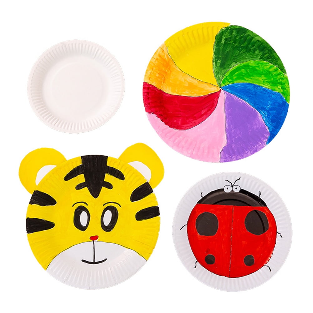 PTOOTP 50Pcs Paint Trays for Kids White Paper Plates for DIY Art ...