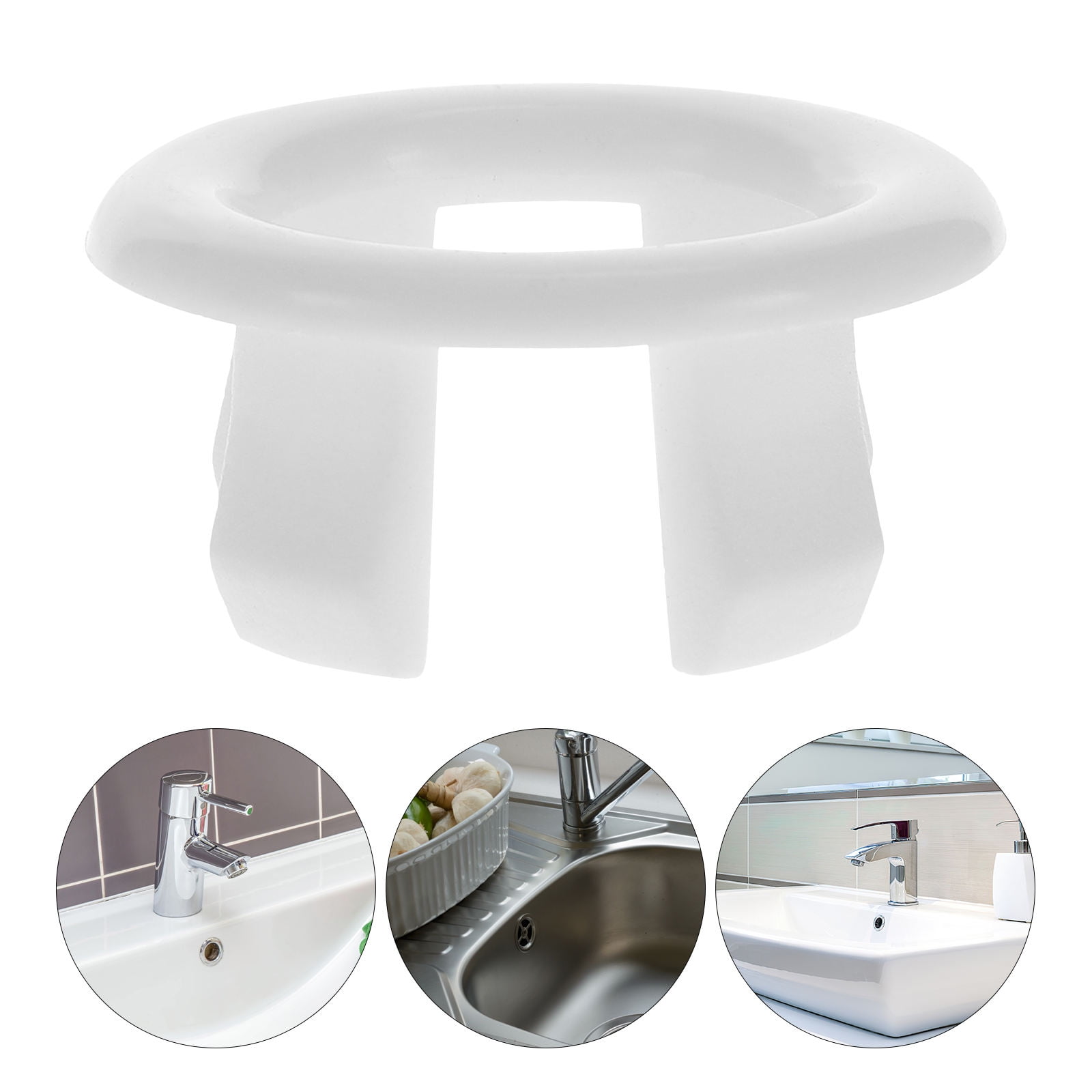 PTOOTP 50Pcs Bathroom Sink Overflow Cover White Plastic Round Drain ...