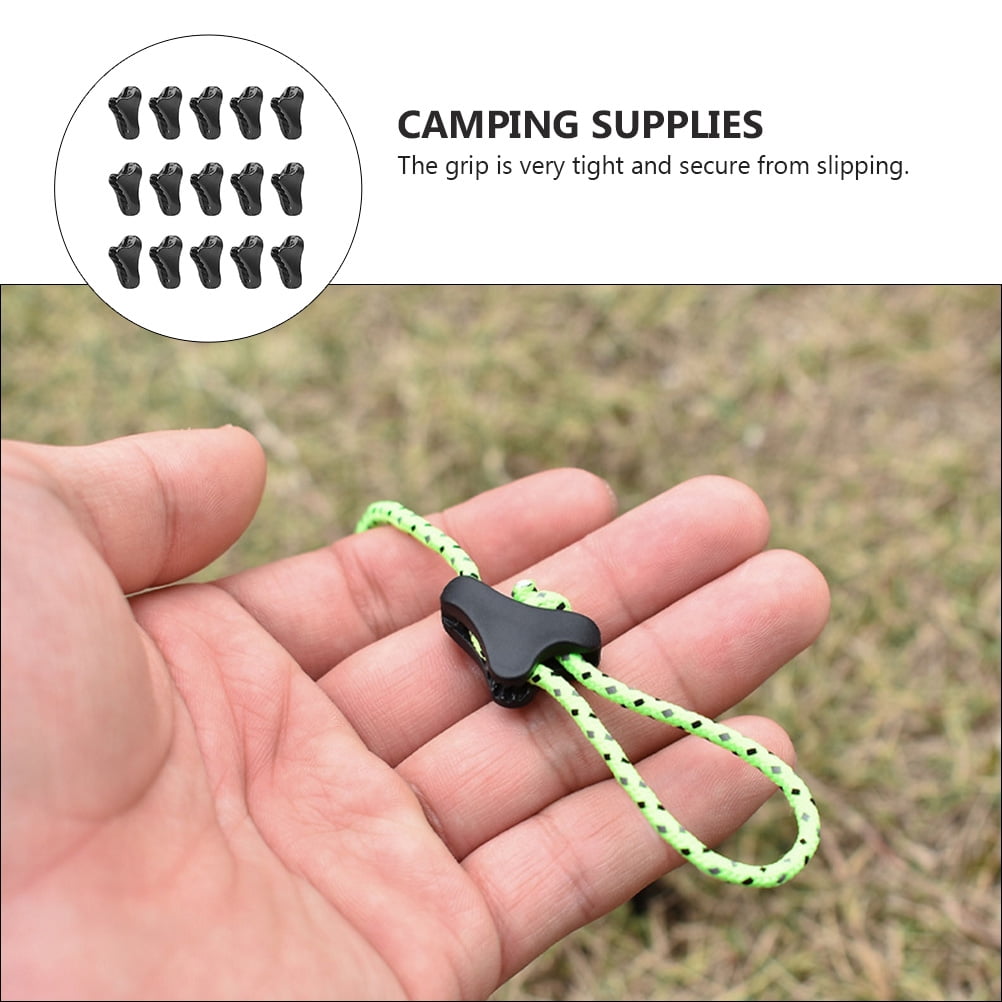 PTOOTP 50Set Tent Rope Buckles Plastic Rope Buckle Black Adjustable ...