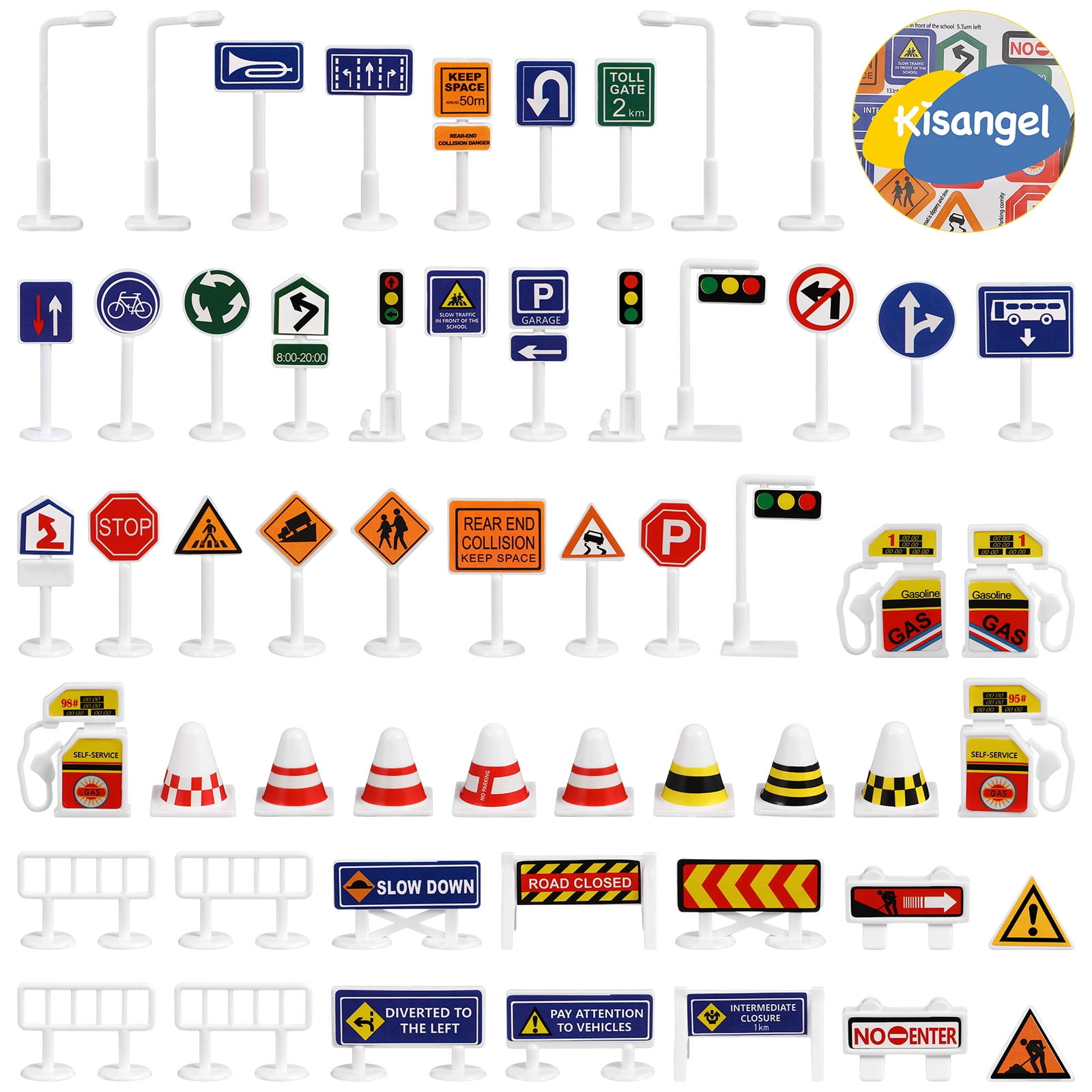 PTOOTP 56 Pcs Street Signs For Kids Traffic Signs Toys For Traffic ...