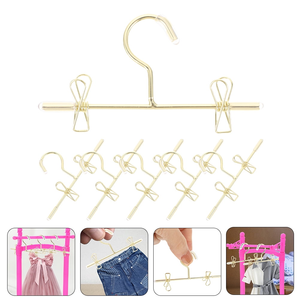 PTOOTP Craft Mini Hangers Mini Clothing Hangers Golden Iron 6Pcs ...