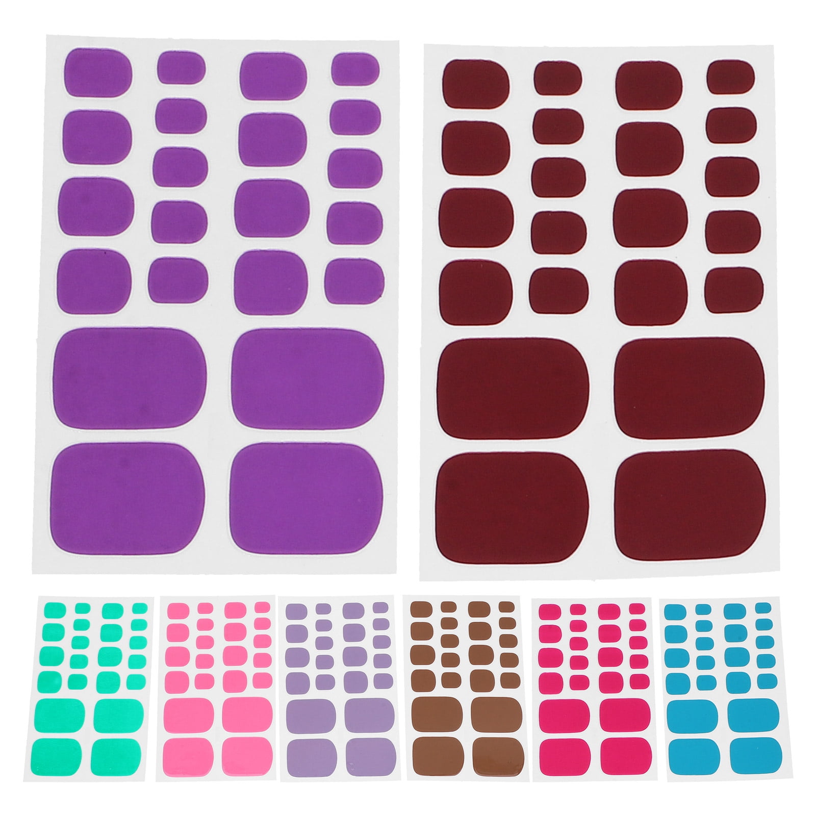 PTOOTP 8 Sheets Tearable Nail Stickers Toe Nail Decal Assorted Color ...
