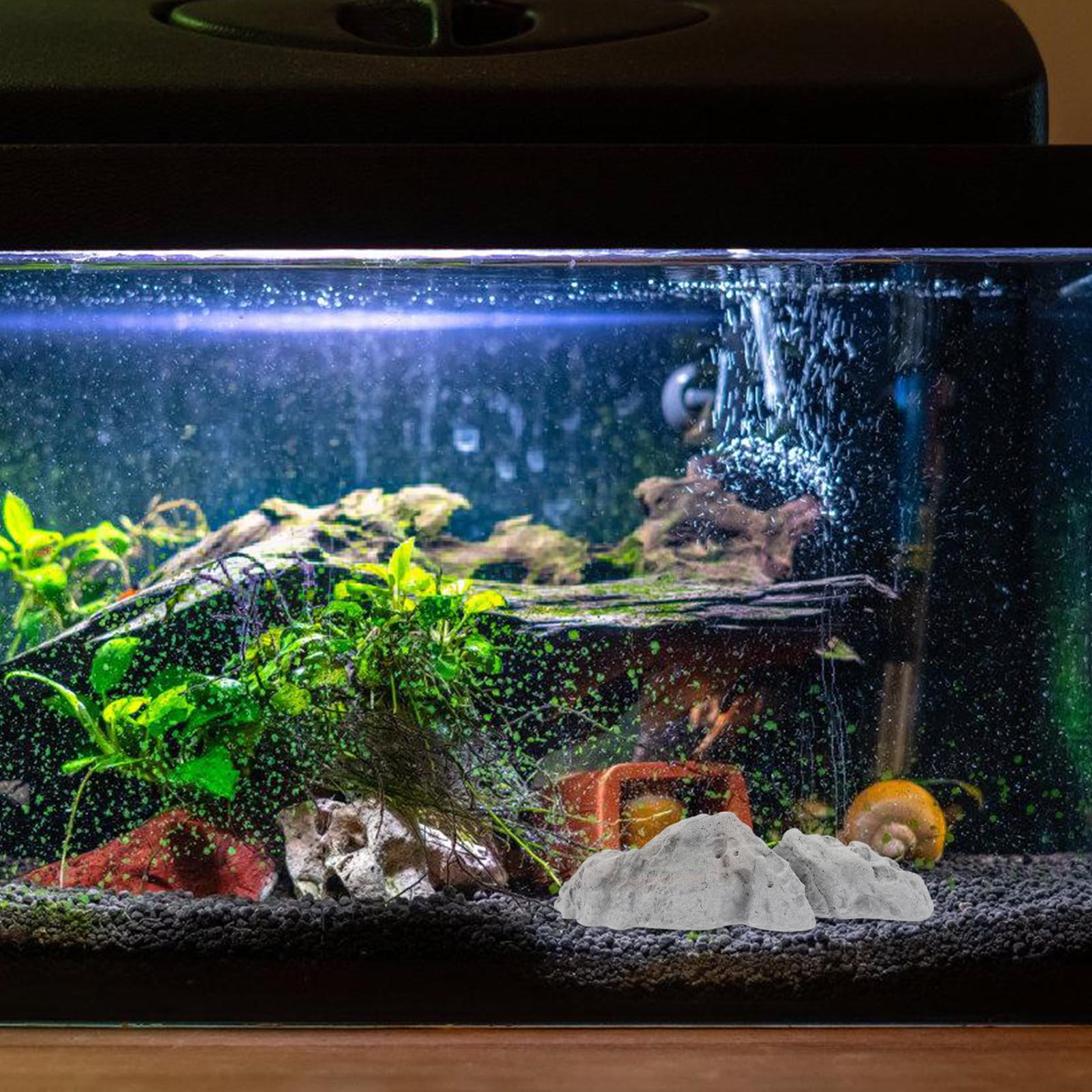 PTOOTP Artificial Rocks for Indoor Aquarium Setup Grey Fake Stone ...