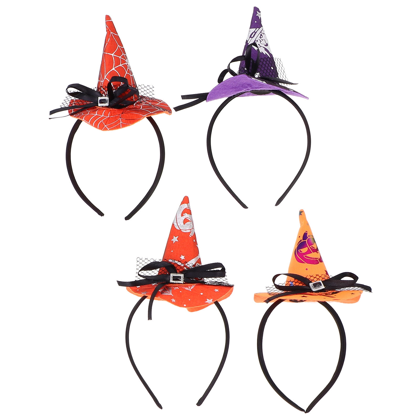 PTOOTP Costume Headbands 4Pcs Witch Hat Hair Assorted Color Plastic Cloth 22x0.39in - Walmart.com