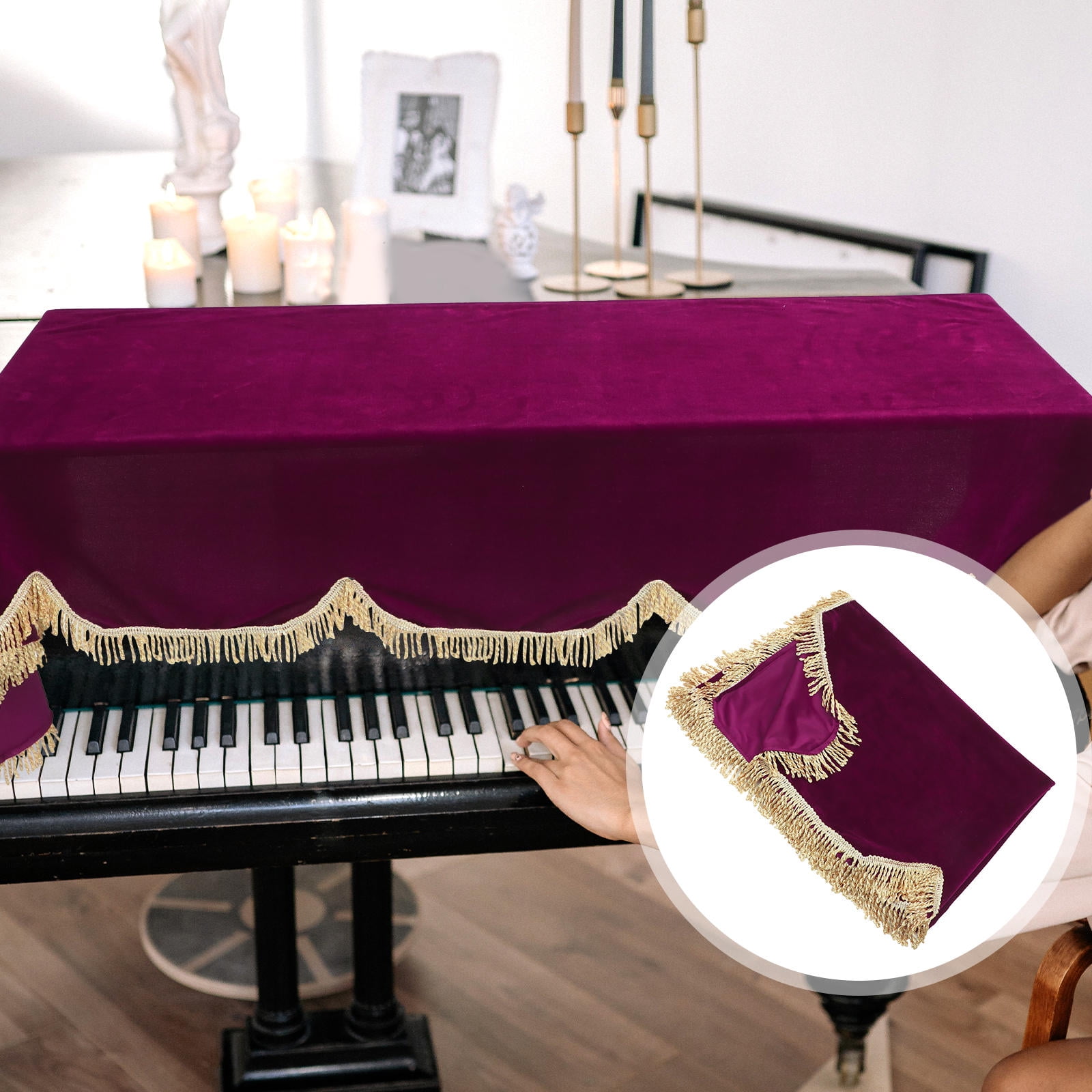 PTOOTP 88 Key Piano Keyboard Cover Red Fabric for Electronic Pianos ...