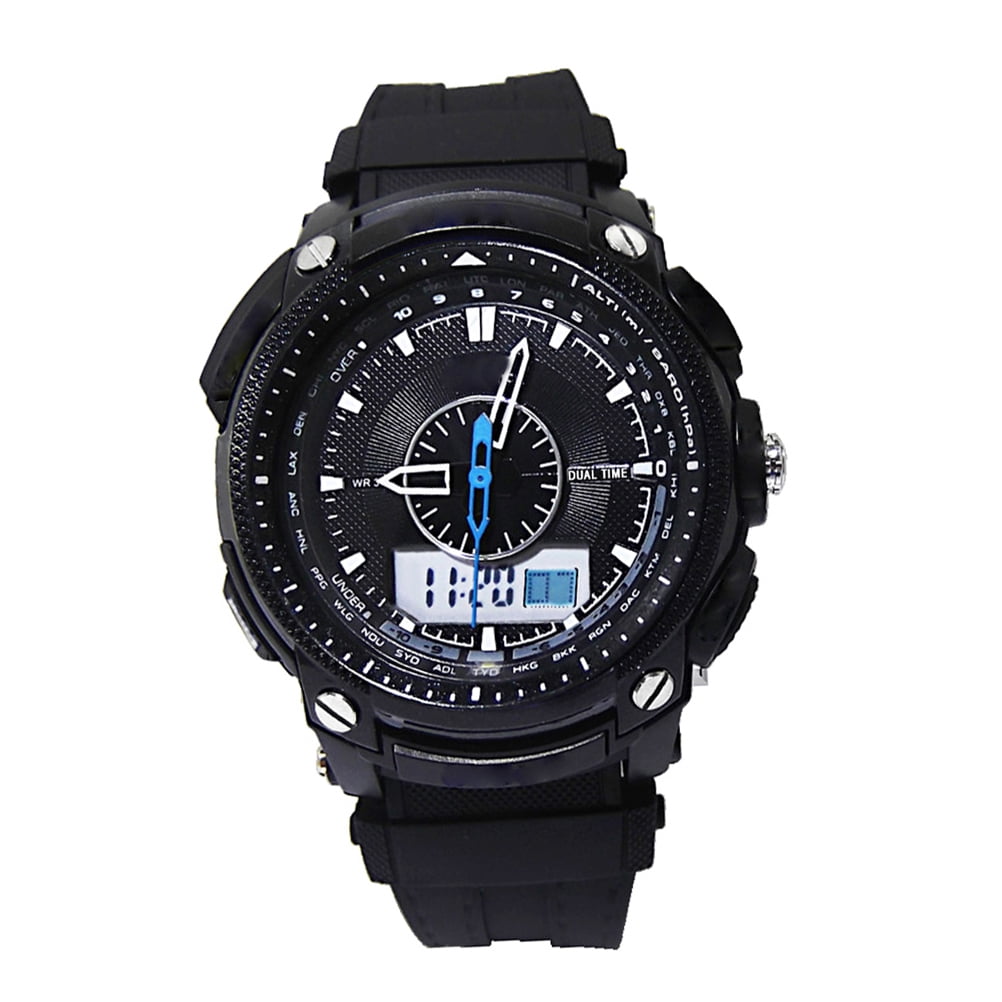 PTOOTP Digital Quartz Men Watch with Dual Movement and Waterproof Sport ...