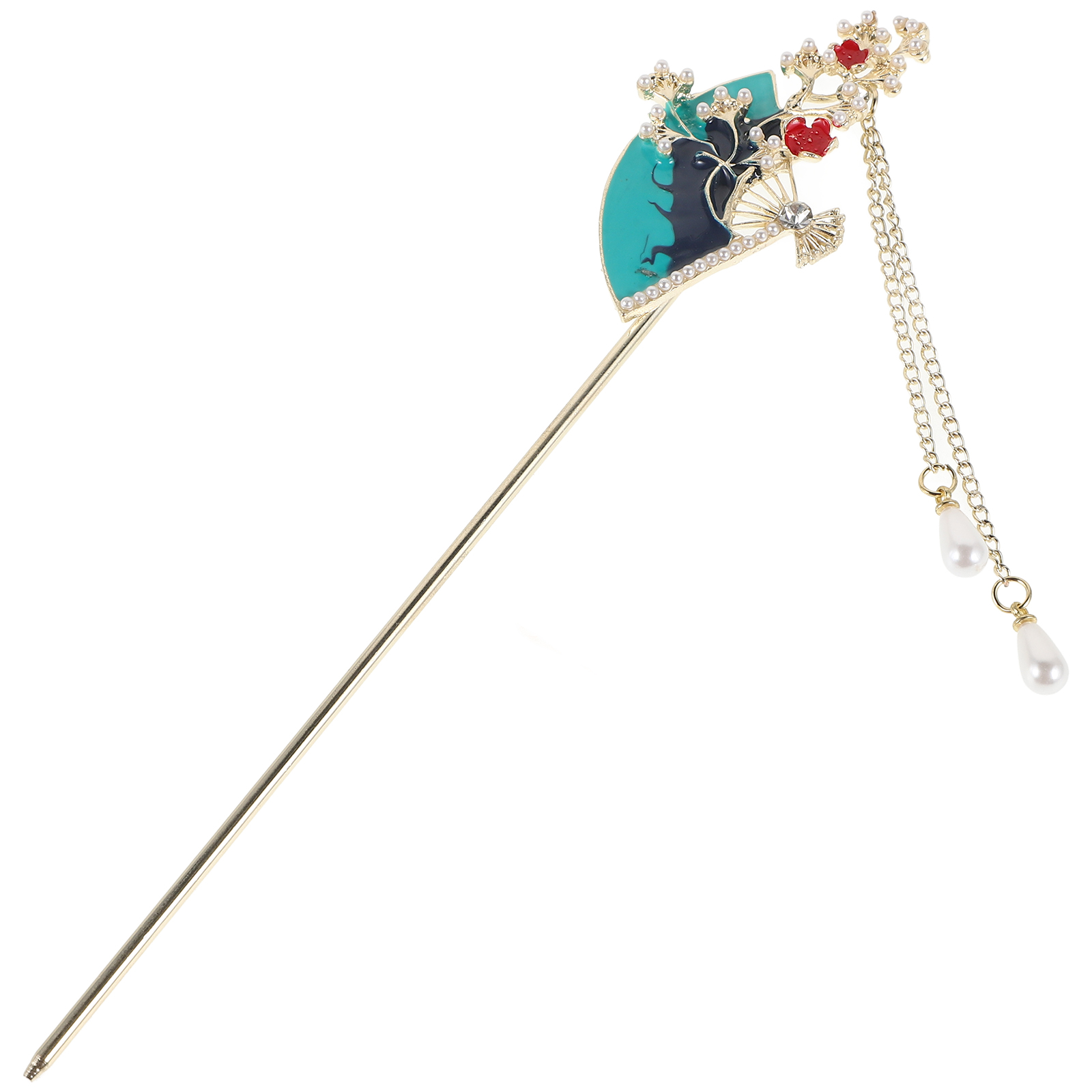 PTOOTP Fan Shape Hair Stick With Tassel Asian Hair Pins Metal 1Set 6 ...