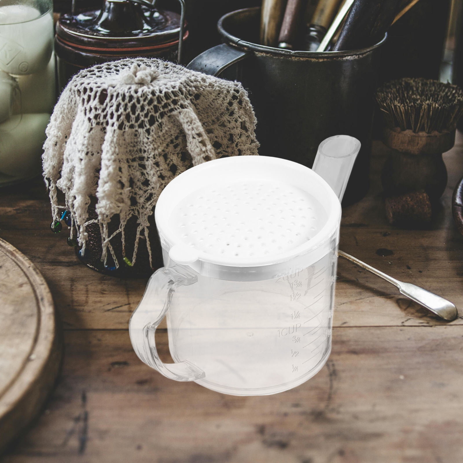 PTOOTP Transparent Fat Separator with Built in Strainer for Kitchen Oil ...