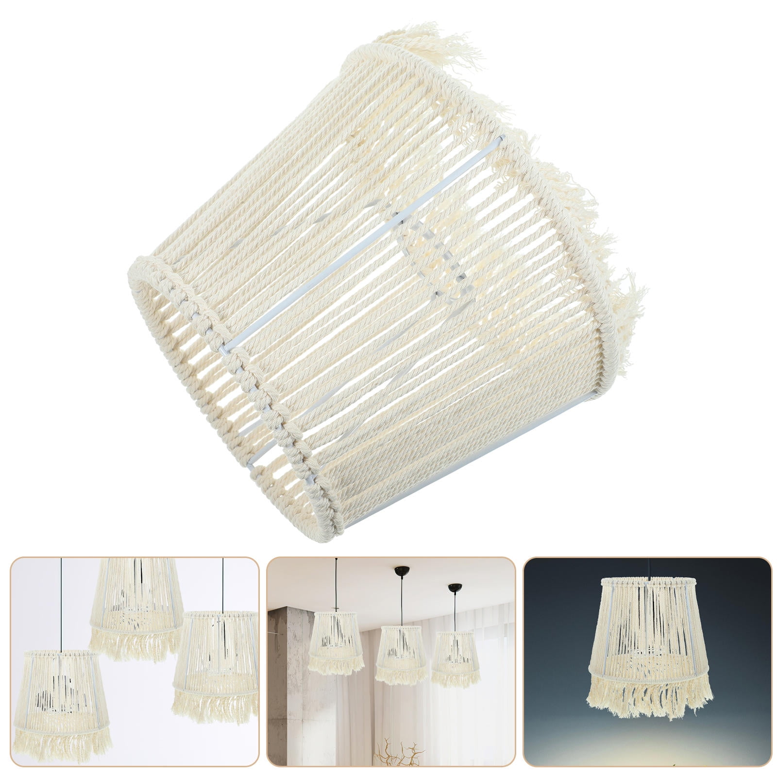 PTOOTP Rustic Lamp Shade White Cotton Rope 1Pcs 7.9X7.7X7.7In - Walmart.com