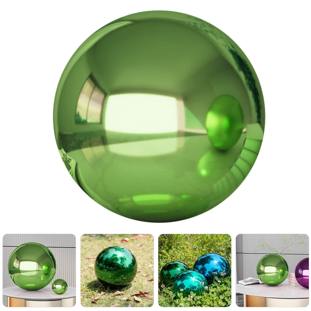 PTOOTP Reflective Stainless Steel Garden Ball in Green for Home Decor ...