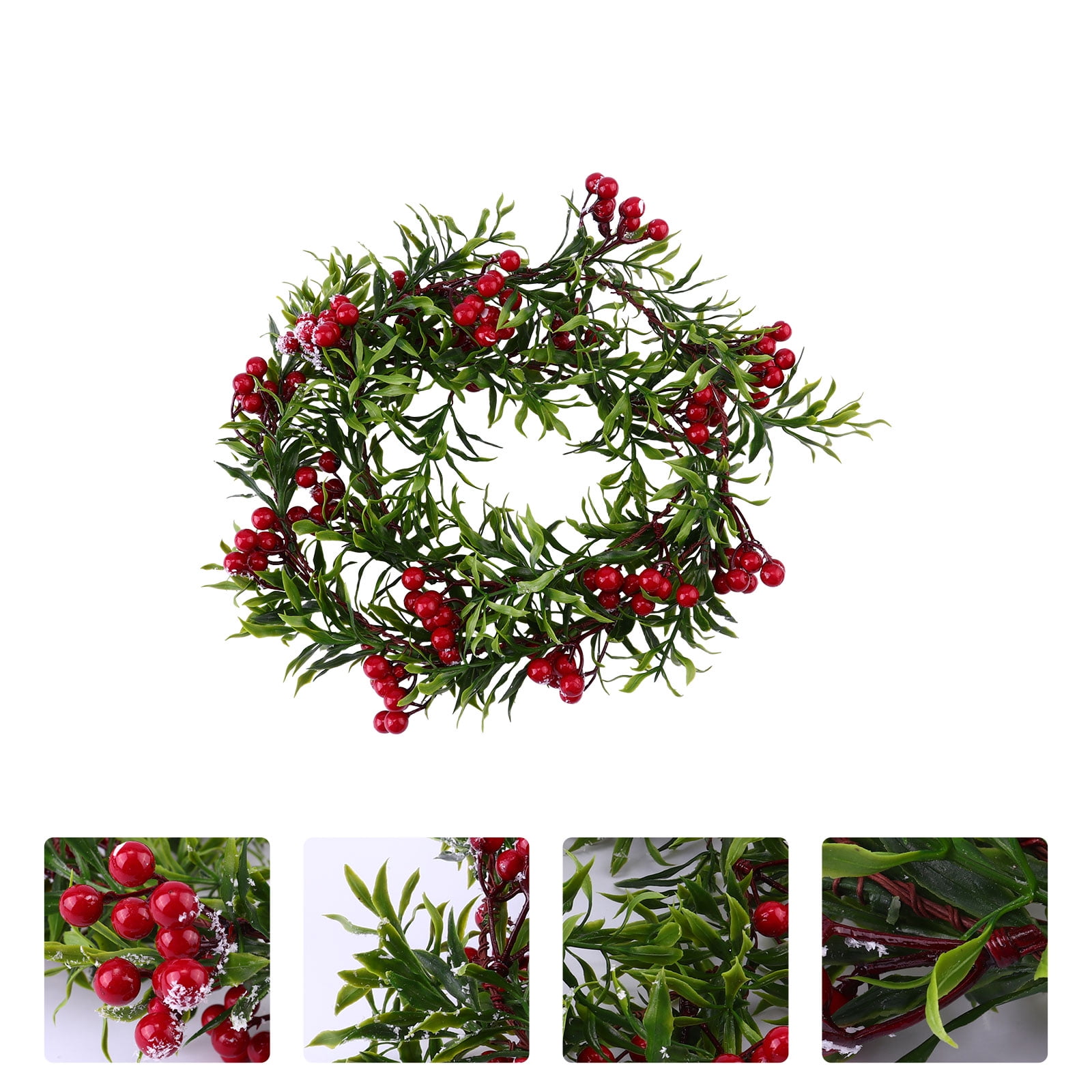 PTOOTP Green Christmas Rattan Red Berry Ornaments for Mantelpiece ...