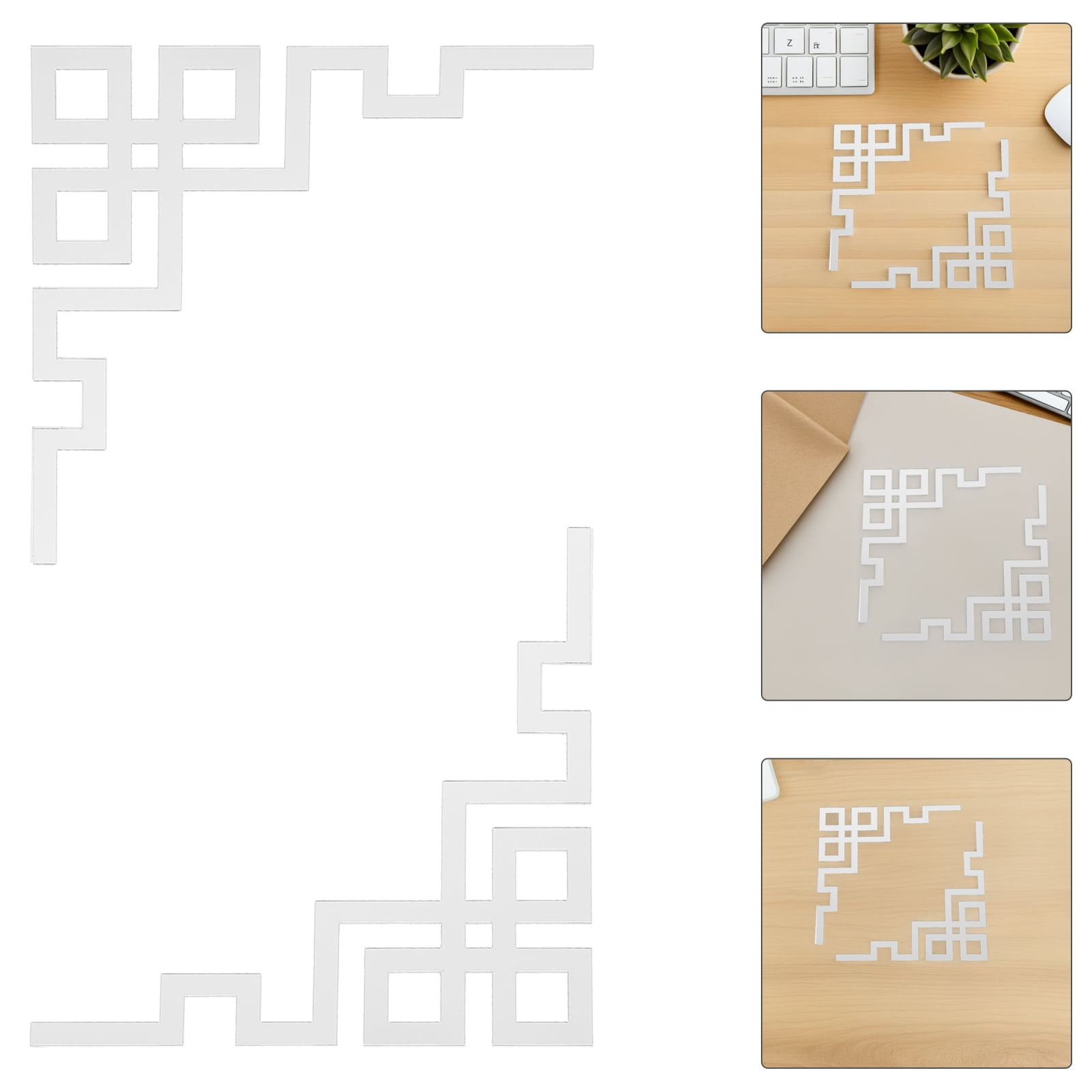 PTOOTP Silver Acrylic Corner Wall Stickers 3D Design for Home 12Pcs ...