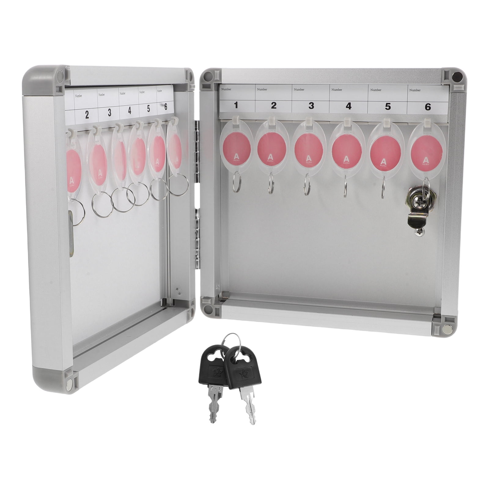 PTOOTP Locking Cabinet For Keys Square Key Keeper Box Silver Aluminum ...