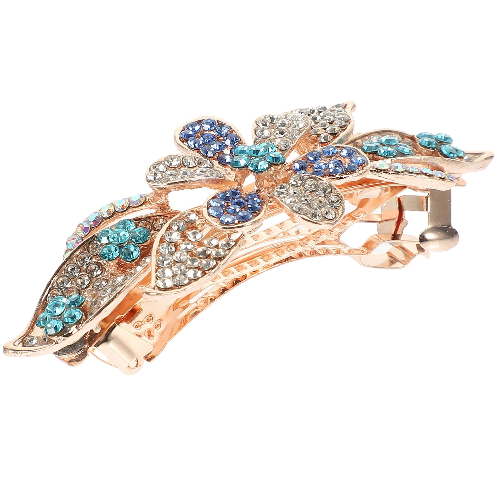PTOOTP Metal Spring Hair Clip Blue Rhinestone Barrette for Thick Hair ...