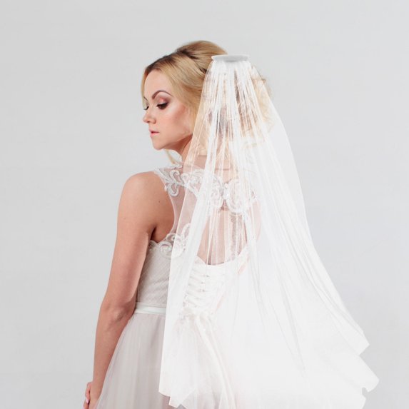 PTOOTP Modern Touch White Short Wedding Veil for Women 1Set ...