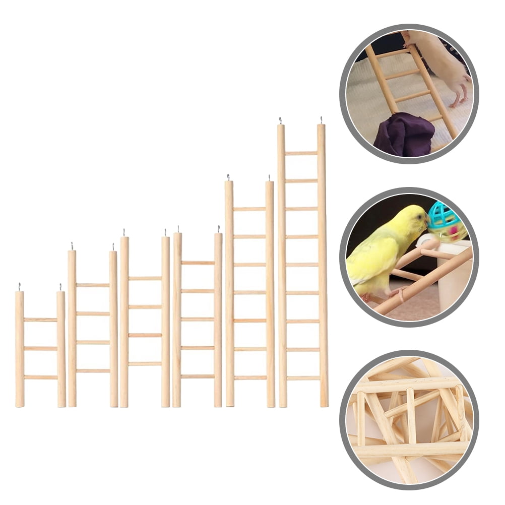 PTOOTP Parrot Ladder Toys 6Pcs Wooden for Bird Cage and Training ...
