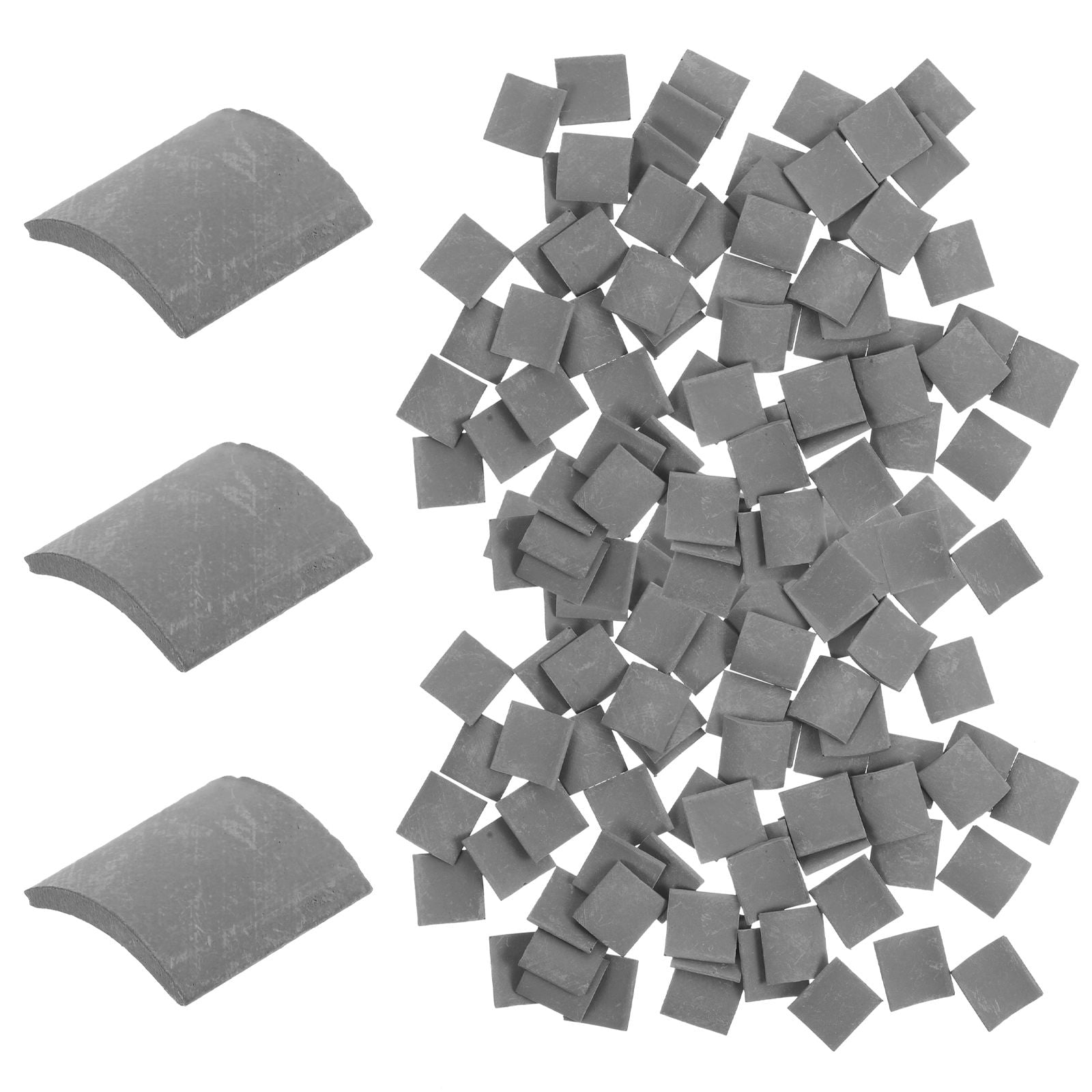 PTOOTP Pottery Clay Miniature Roof Tiles 70Set Grey Rectangular Diy ...