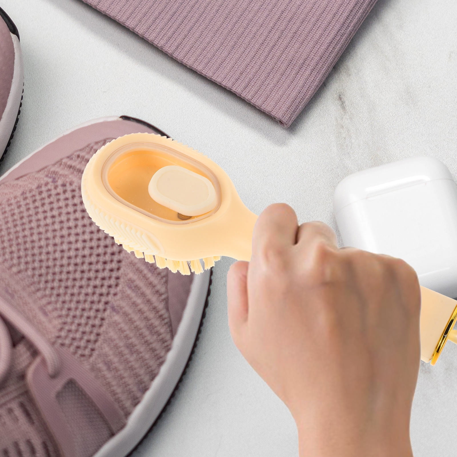 PTOOTP Press Design Shoe Cleaner with Soft Bristles, Khaki, for Shoes ...