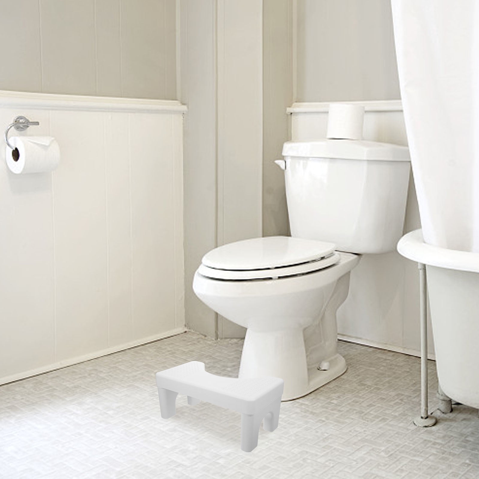 PTOOTP White Plastic AntiSlip Potty Stool for Adults Loadbearing ...